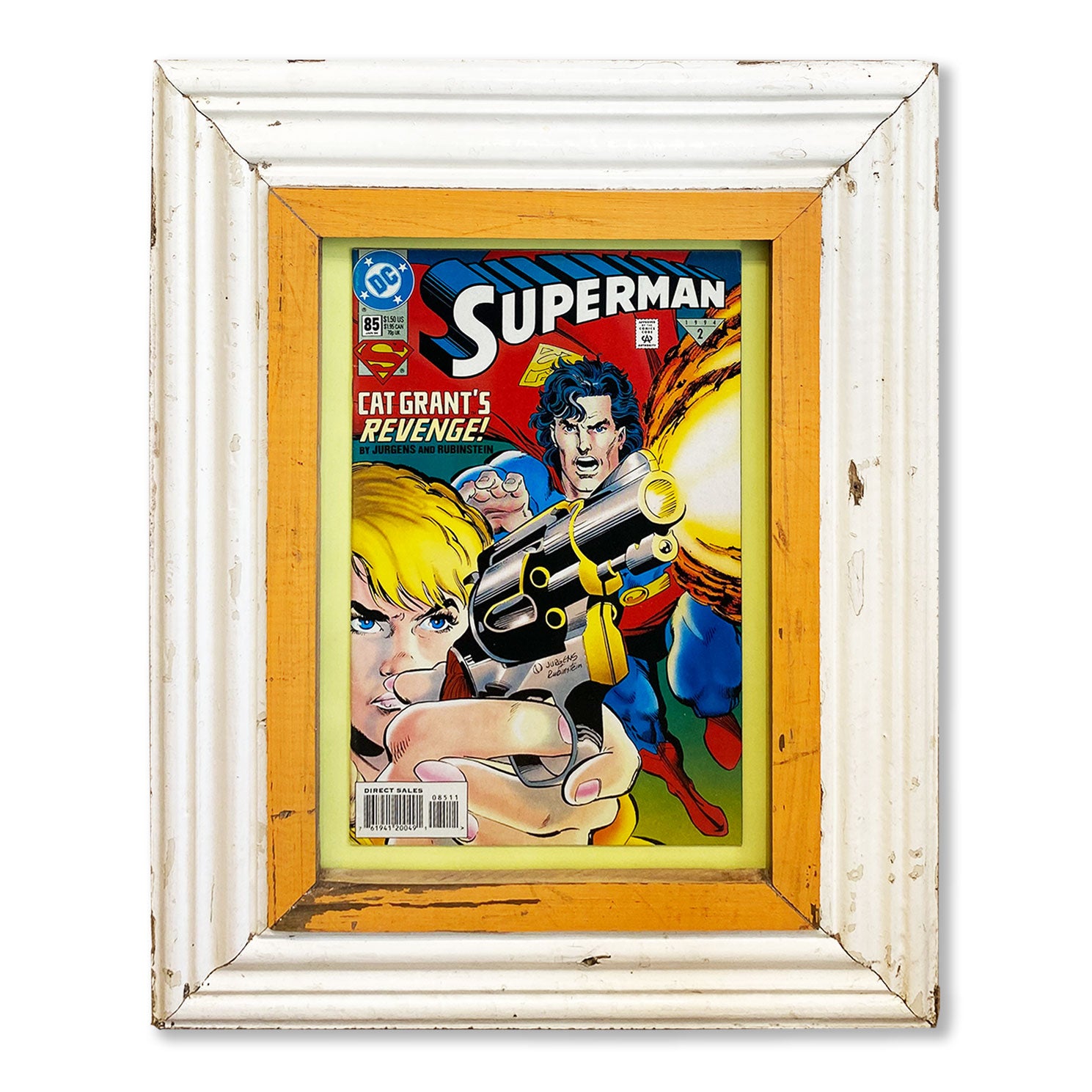 Superman Comic Book 85 in Reclaimed Wood Frame - Cape Best